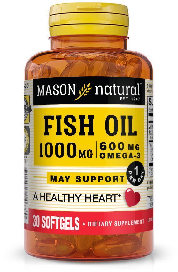 Mason Natural Fish Oil 1000 mg Omega-3 600 mg 30 капсул — купить в ...